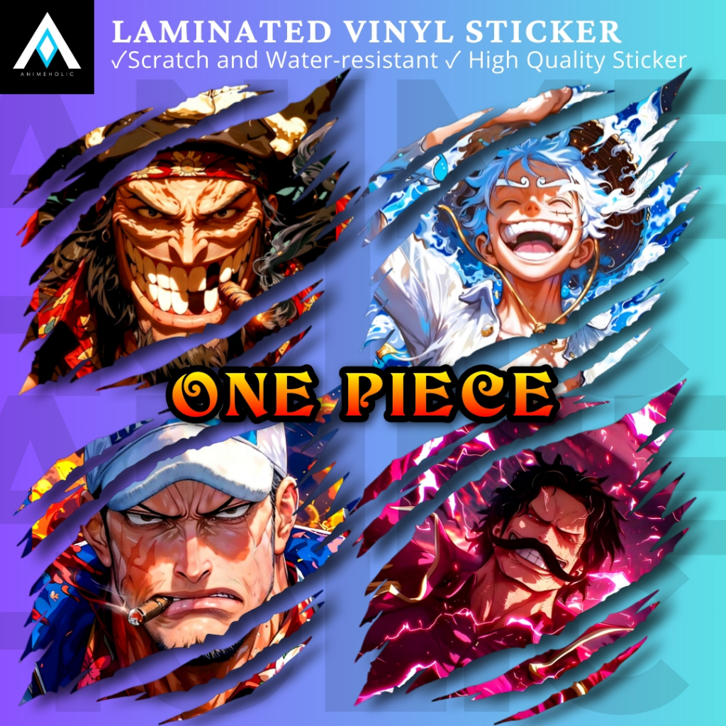 ONE PIECE ANIME "SCRATCH STICKERS" FOR TUMBLER AND MORE, LAMINATED ...