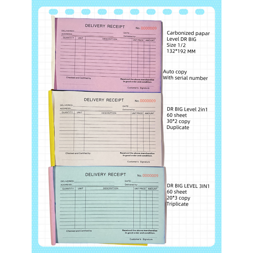 60 Sheets Level Delivery Receipt (132mm x 192mm)–Carbonized Paper ...