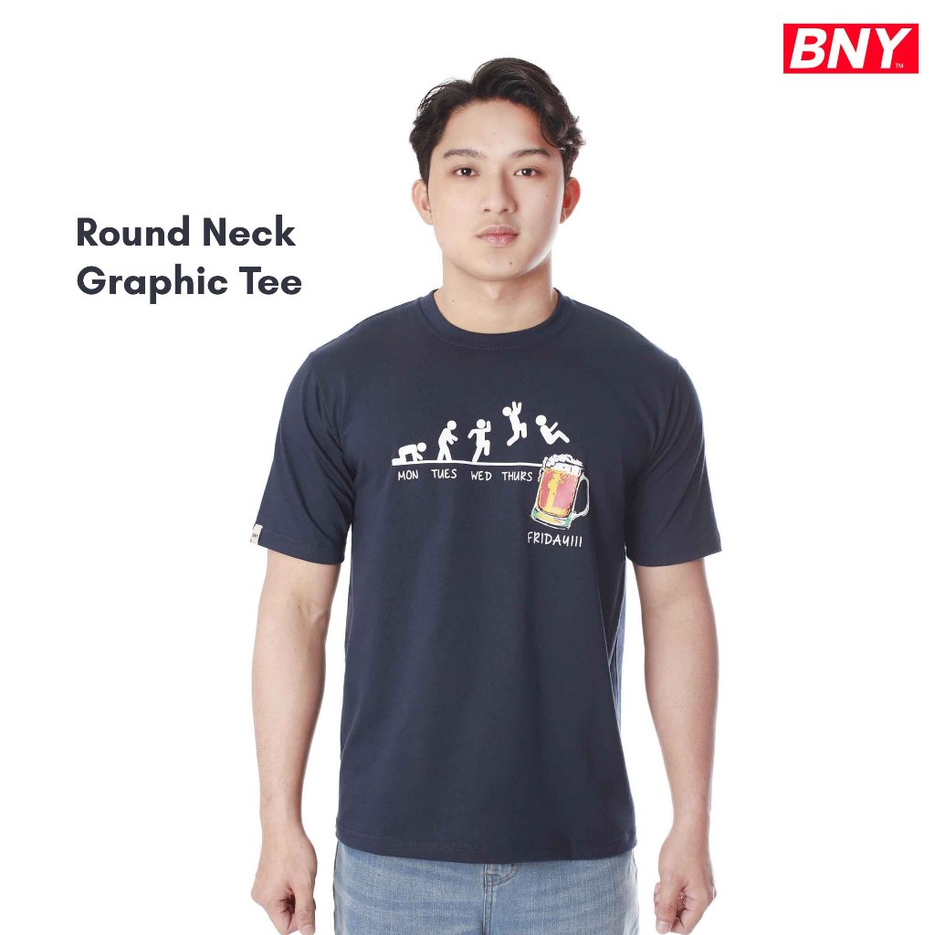 BNY Men's Round Neck T-Shirt With Graphic Tee Friday Designs (062) | Shopee Philippines