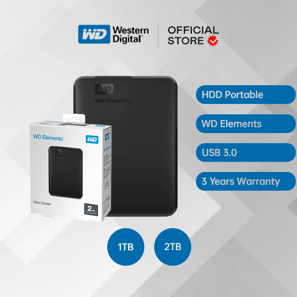 WD Elements Portable 1TB 2TB External Hard Drive For Mac and Windows Portable USB 3.0 External ...