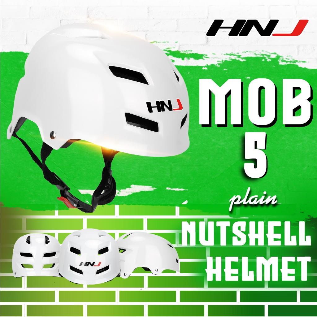HNJ Mob-5 Plain Adjustable Tela Motorcycle/Bike Nutshell Open Face ...