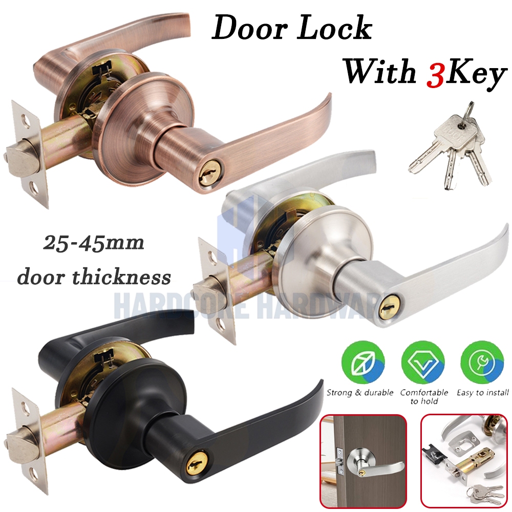 With 3Keys Hardware Doorknob Lever Type Aluminium alloy Lockset Door ...