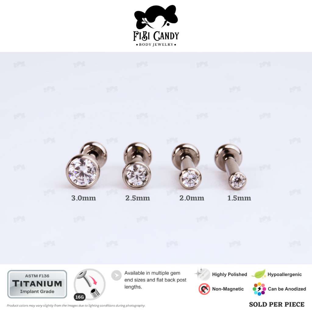 FiBiCandy Micro Astm F136 Titanium Earring Threadless Push Pin Labret ...