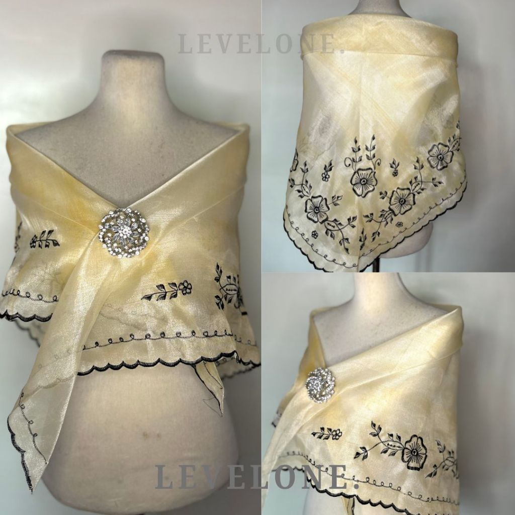 Filipiniana Alampay (Embroidered) - Beige | Shopee Philippines