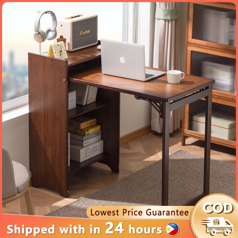 [Foldable] Bamboo Computer Table Study Desk Home Office Desktop Working ...