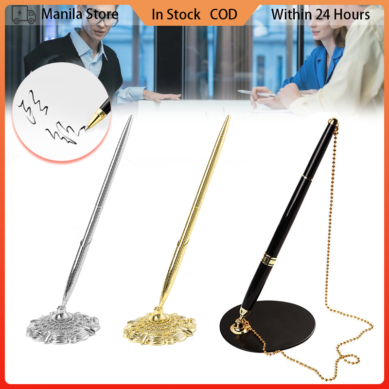 Bank Counter Pen Metal Desk Pens With Stand Fixed Wedding Guest Signing ...