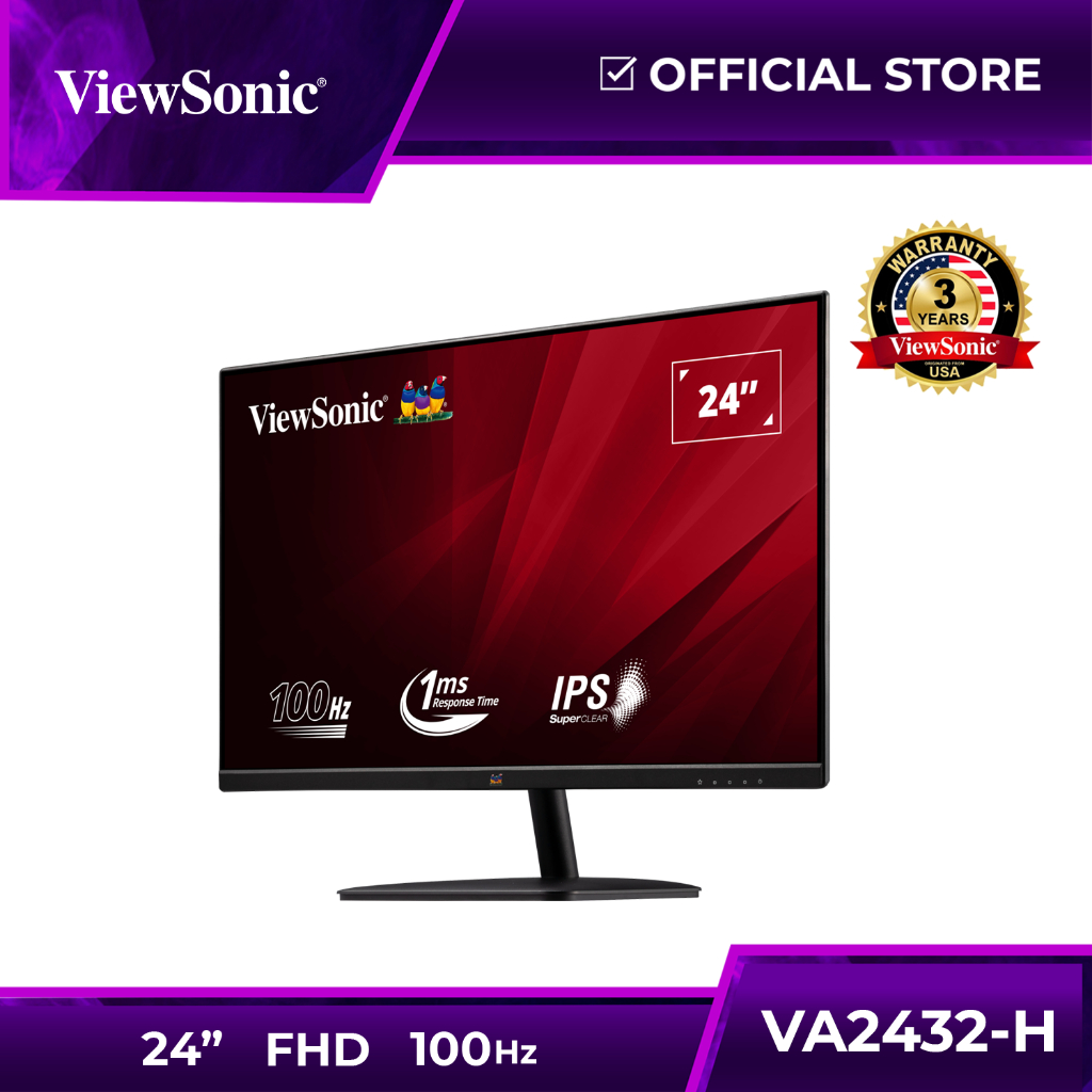ViewSonic VA2432-H 24" FHD 1920 x 1080 100Hz IPS Monitor with Frameless ...