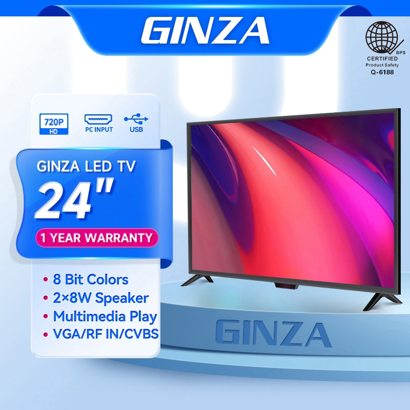 GINZA 24-inch LED TV Ultra-Slim Television One-Year Warranty | Shopee Philippines