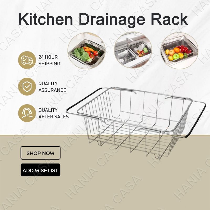 Stainless Steel Bowl Rack Sink Rack Drainage Platform Retractable Drain ...