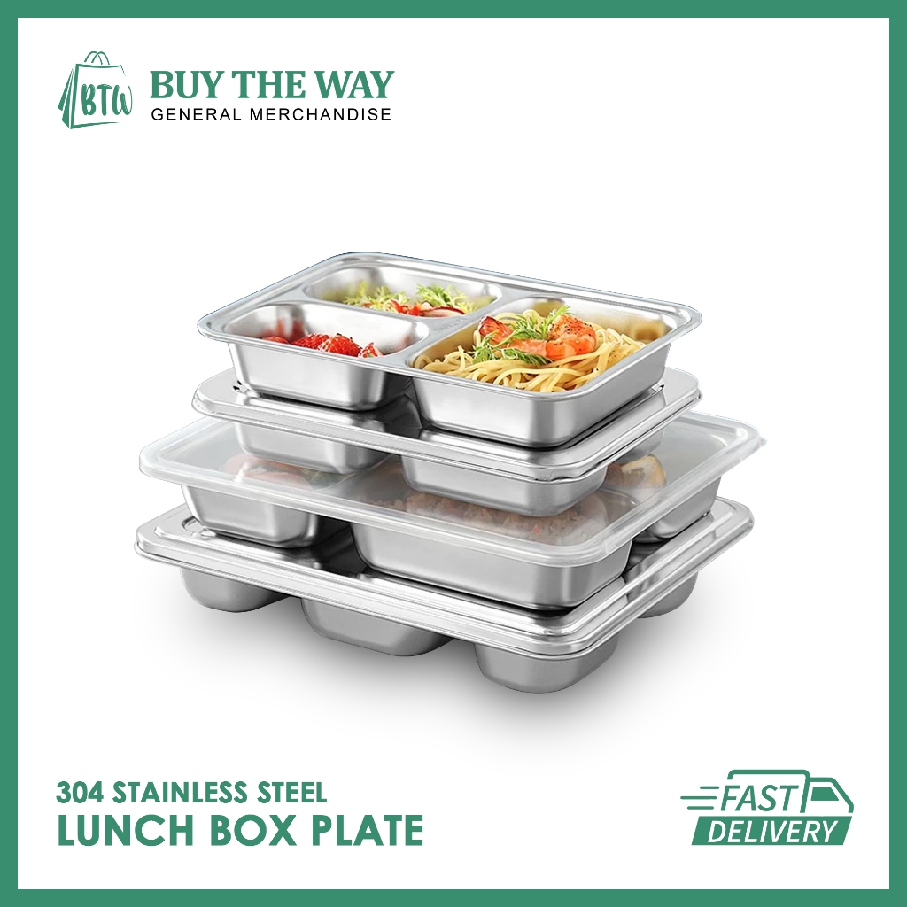 304 Stainless steel lunch box plate dish bowl large capacity with lid ...