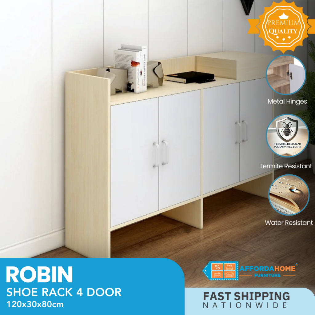 AFFORDAHOME ROBIN Shoe Rack 4 Doors /Multi-Layer Shoe Cabinet/Shoe Rack ...