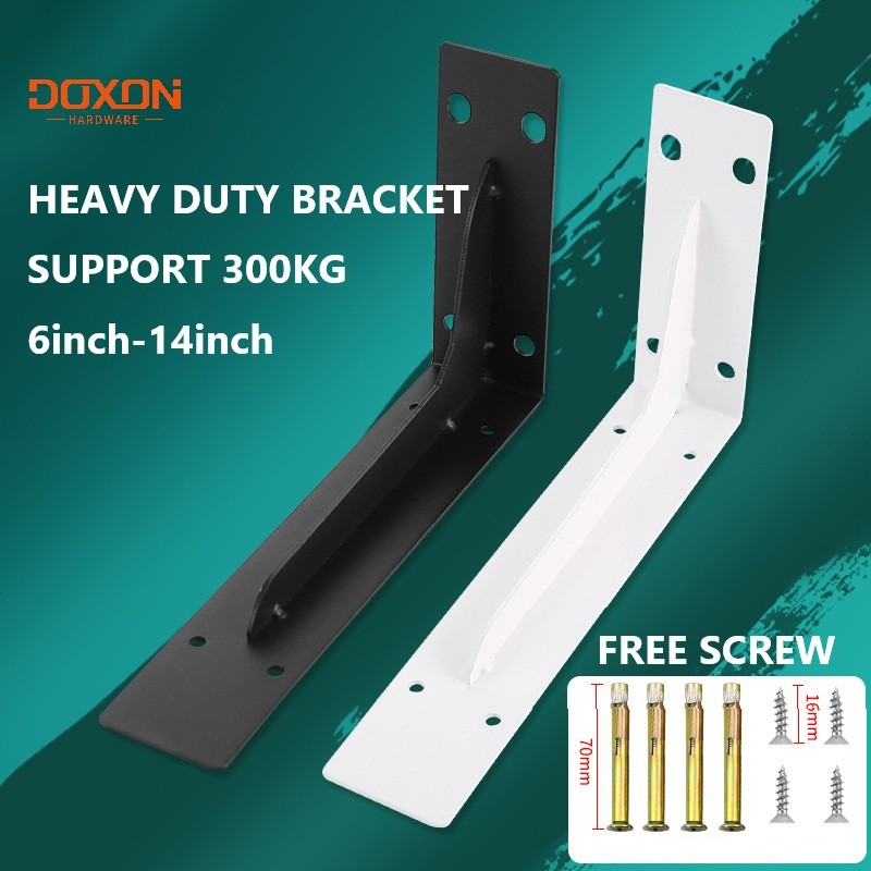 DOXON Extra Thick Bracket Black White Heavy Duty Wall Shelf Bracket 1 ...