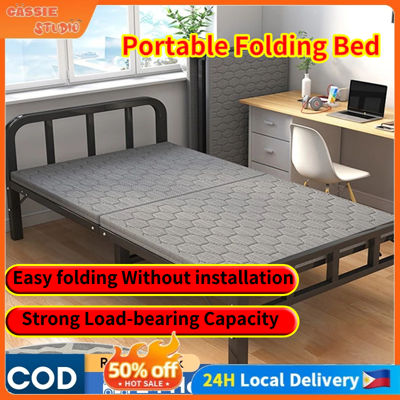 Portable Folding Bed Save Space Foldable Single Bed Frame Durable ...