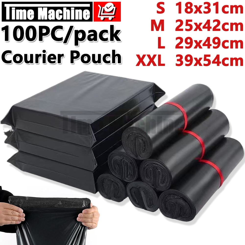 100pcs Black Courier Pouch Self Adhesive Plastic Bag Plain Pouch ...