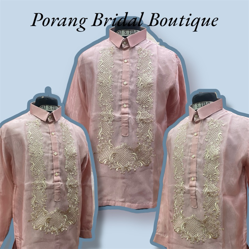 Sports Collar Barong Only Pink, Plain Sports Collar Barong | Shopee ...
