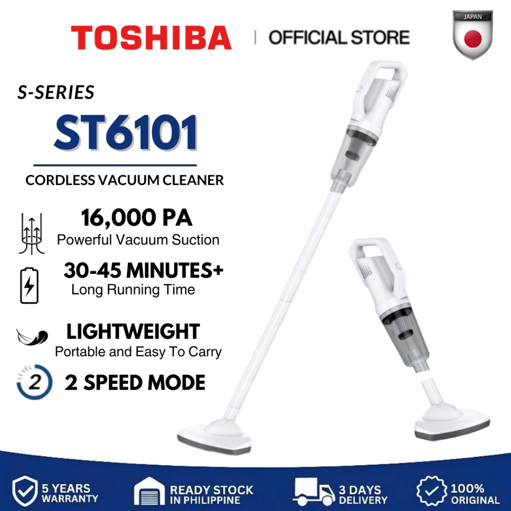 Toshiba Wireless Vacuum ST6101 Handheld Vacuum Cleaner Lightweight High Suction Rechargeable ...