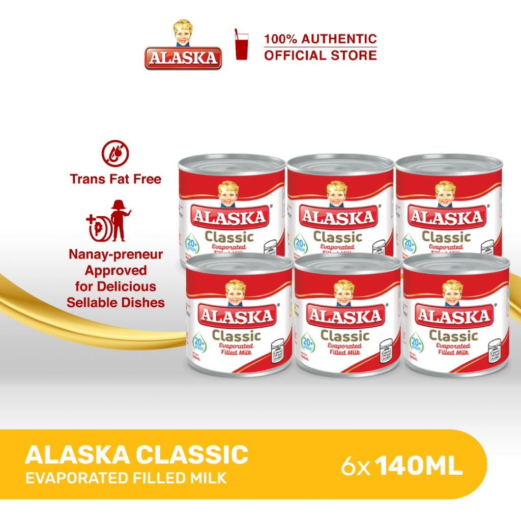 Alaska Evaporated Milk 140ml | Set of 6 | Shopee Philippines