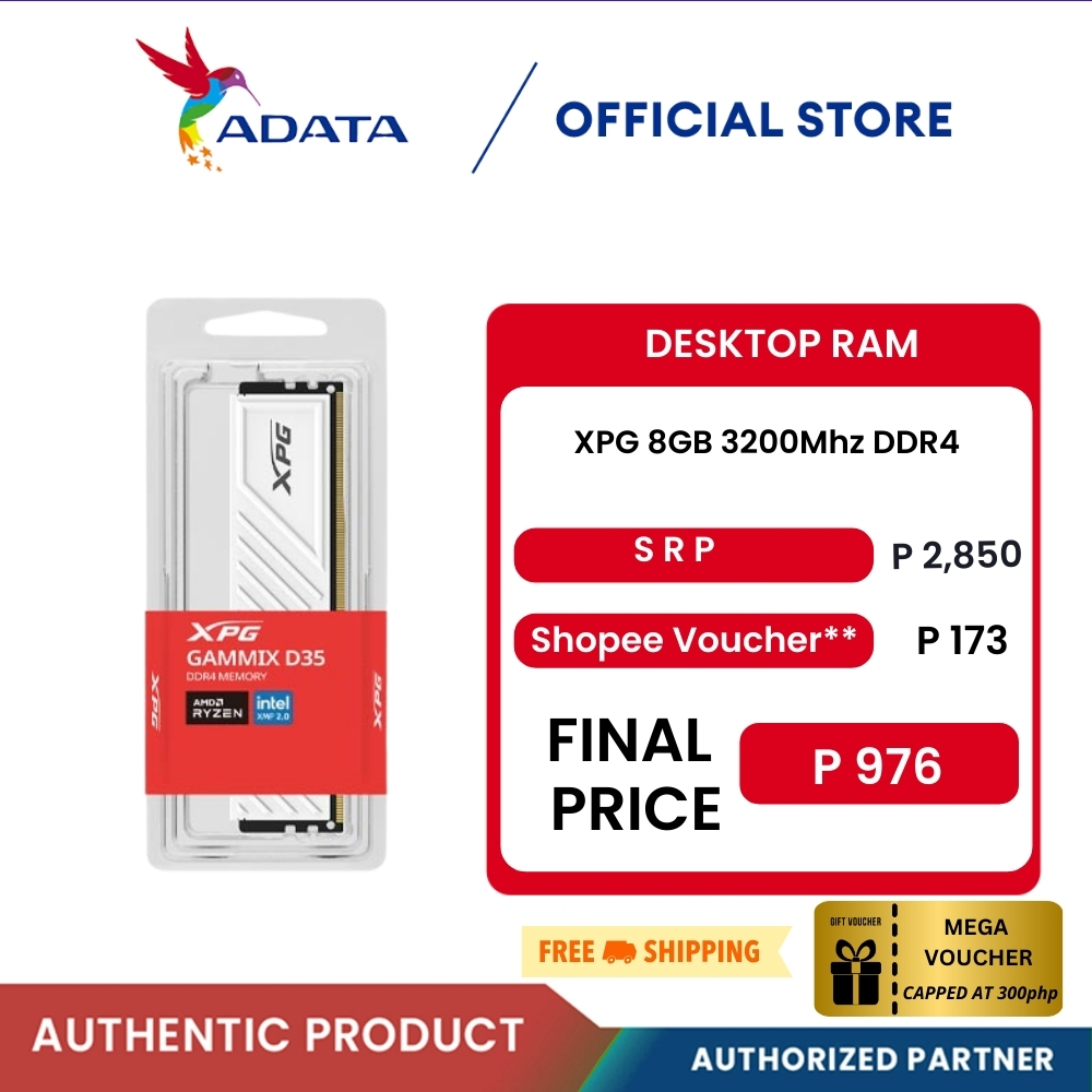 Adata AD-AX4U32008G16A-SWHD35 8GB 3200Mhz DDR4 XPG Gammix D35 White ...