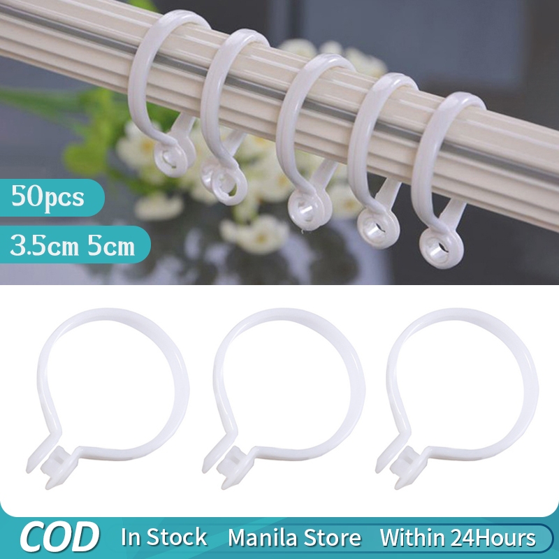 50pcs Plastic Curtain Rings,Detachable Opening Curtain Hanging Rings ...