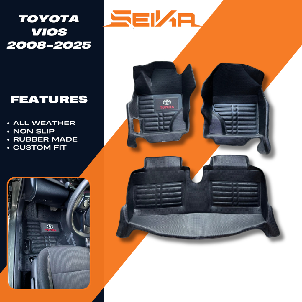 Toyota Vios car mat (2008-2025) Premium Diamond Deep Dish Car Matting ...