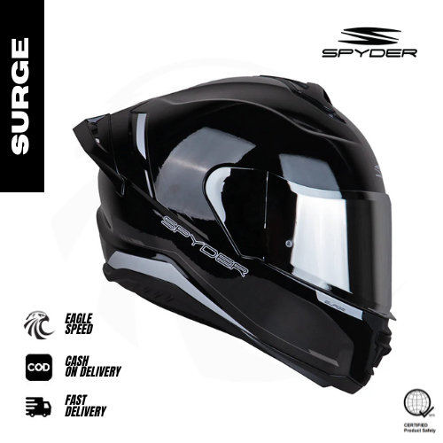 【EAGLE SPEED】SPYDER FULL FACE HELMET SURGE V2 GLOSS BLACK SILVER GRAY ...