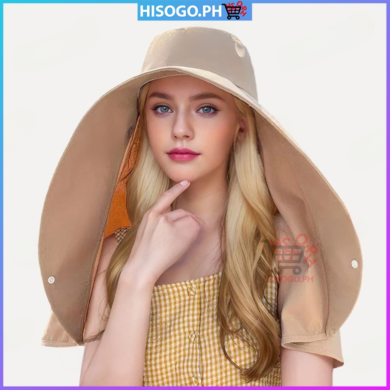 Women’s Beach Sun Hat with Shawl Cape - UPF 50+ Full Face/Neck/Shoulder ...