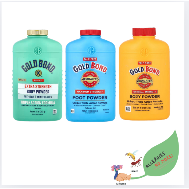 Allergies| Gold Bond, Body Powder, Unique Triple Action Formula ...
