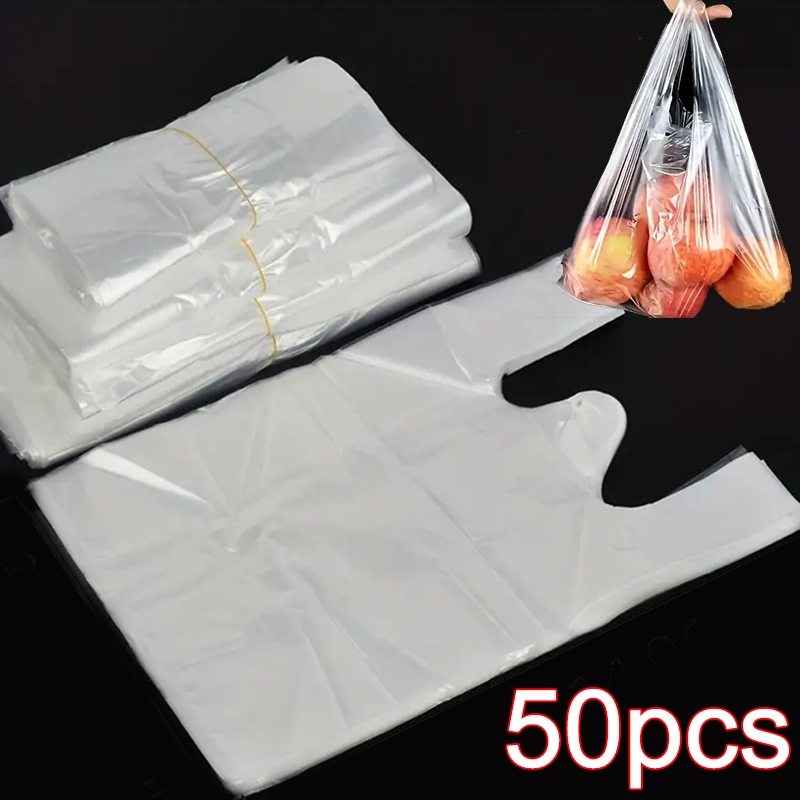 （50pcs）Food Container Packaging Bag White Plastic Bag Disposable ...