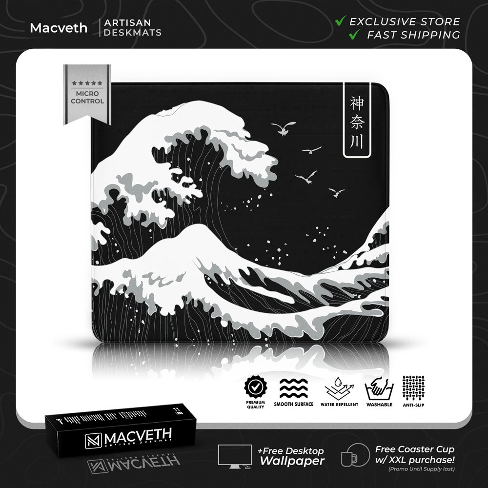 Macveth Mousepad | Kanagawa | 450x400x4mm Micro Control | Gaming Mouse ...