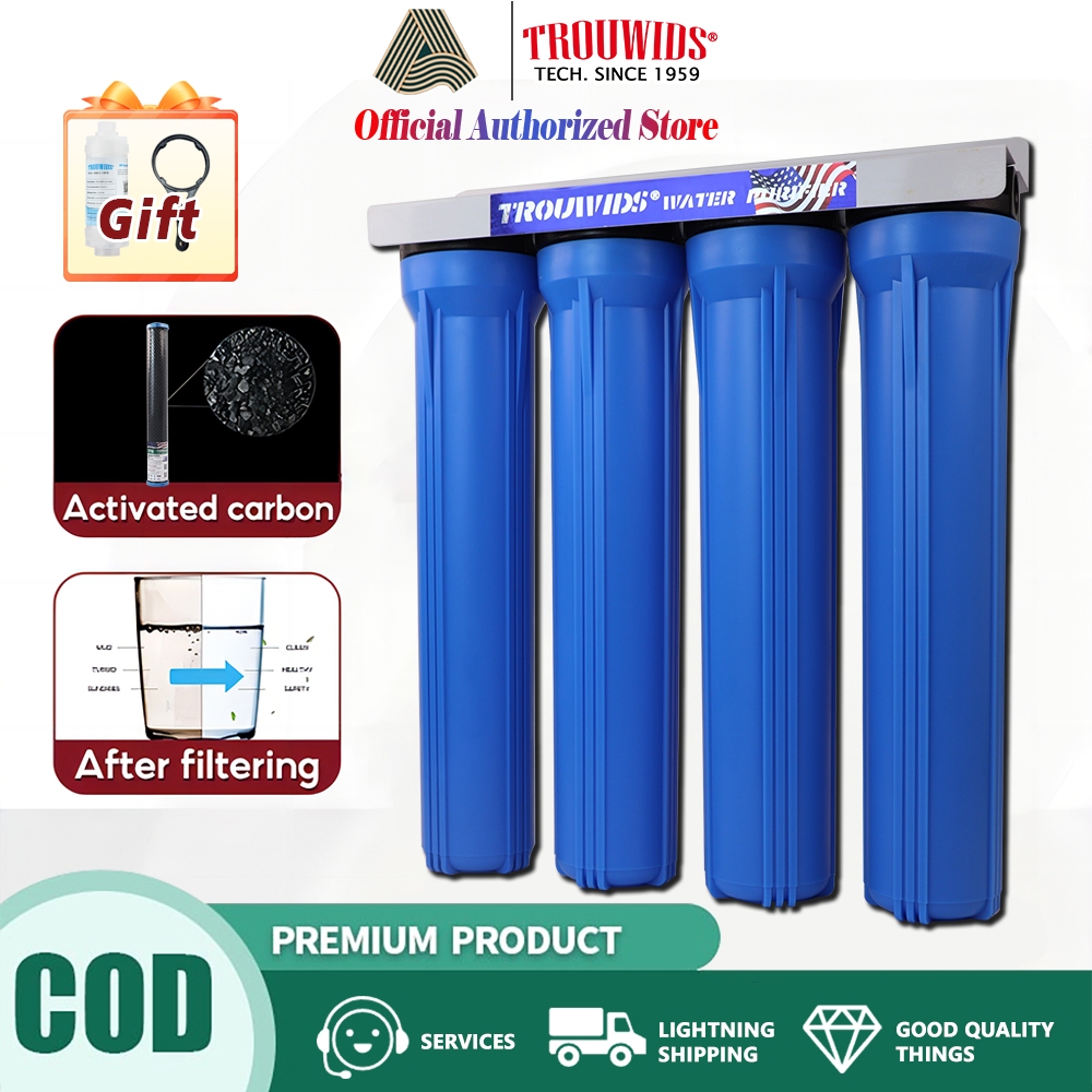 TROUWIDS 4 Stages 20 Inch Deep Well Water Filter Purifier Housing ...