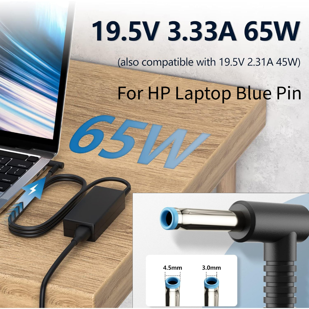 HP Blue pin Laptop Charger Adapter 65W 19.5V 3.33A 4.5*3.0mm power ...