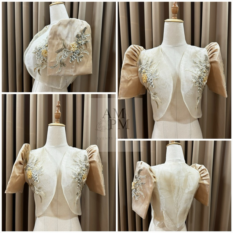 Pinya Organza Filipiniana Bolero with Elegant Lace | Shopee Philippines