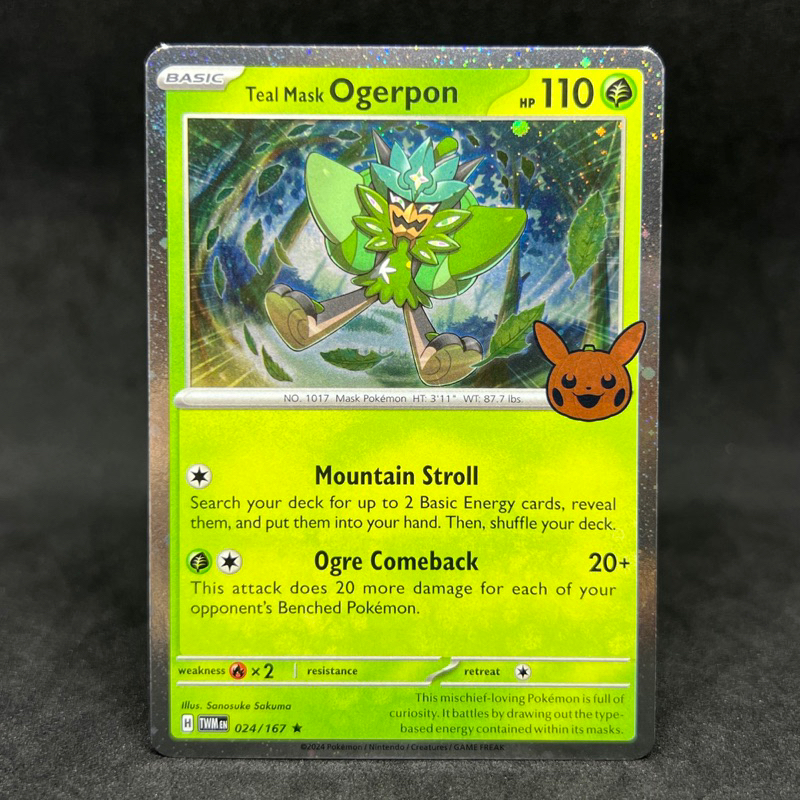 Pokemon TCG Teal Mask Ogerpon Stamped Holo Rare 024/167 2024 Halloween Trick or Trade BOOster ...