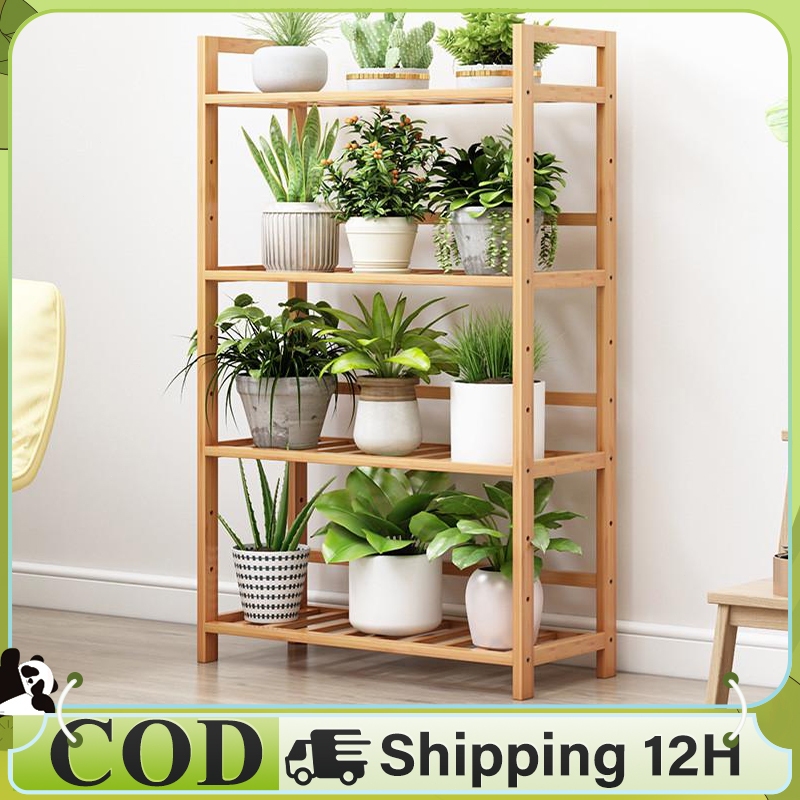WoodLand Bamboo Storage Shelf Organzier 3/4/5Layers Wooden Rack Shelf ...