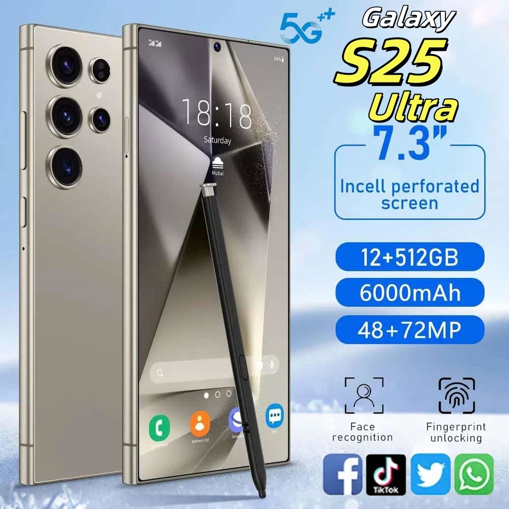 Smart 5G phone S25 Ultra 16GB+1024GB 6800mAh battery 7.3 inches Support ...