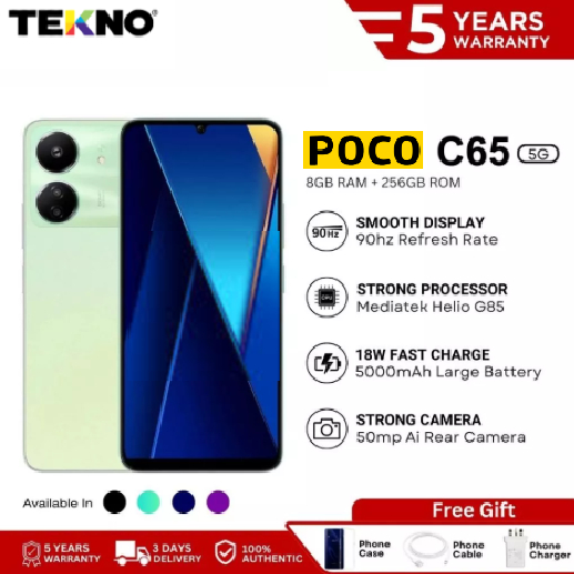 POCO C65 8+256GB 50MP AI Triple Camera Smooth 6.74" 90Hz Display Massive 5000mAh Battery ...