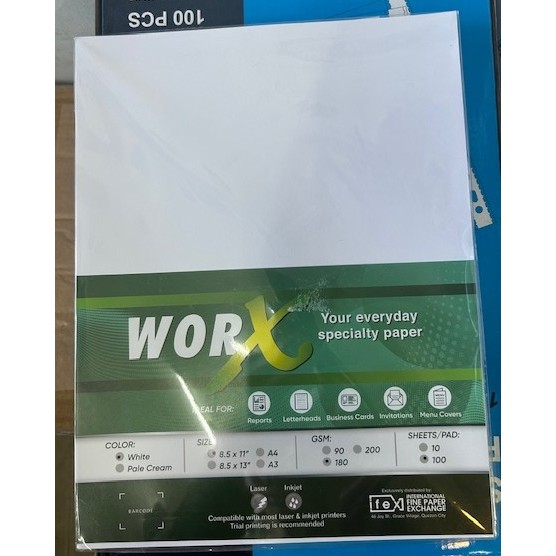 Worx Specialty Paper Board- 100 sheets long /short/ A4 | Shopee Philippines