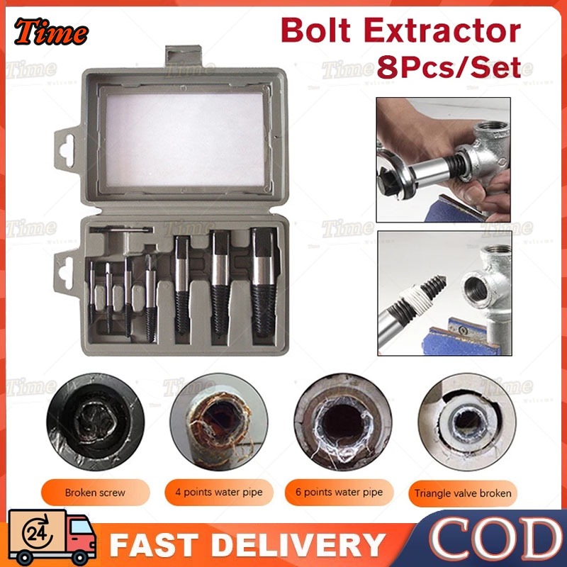 8-piece set of broken head screws extractor, faucet triangle valve ...