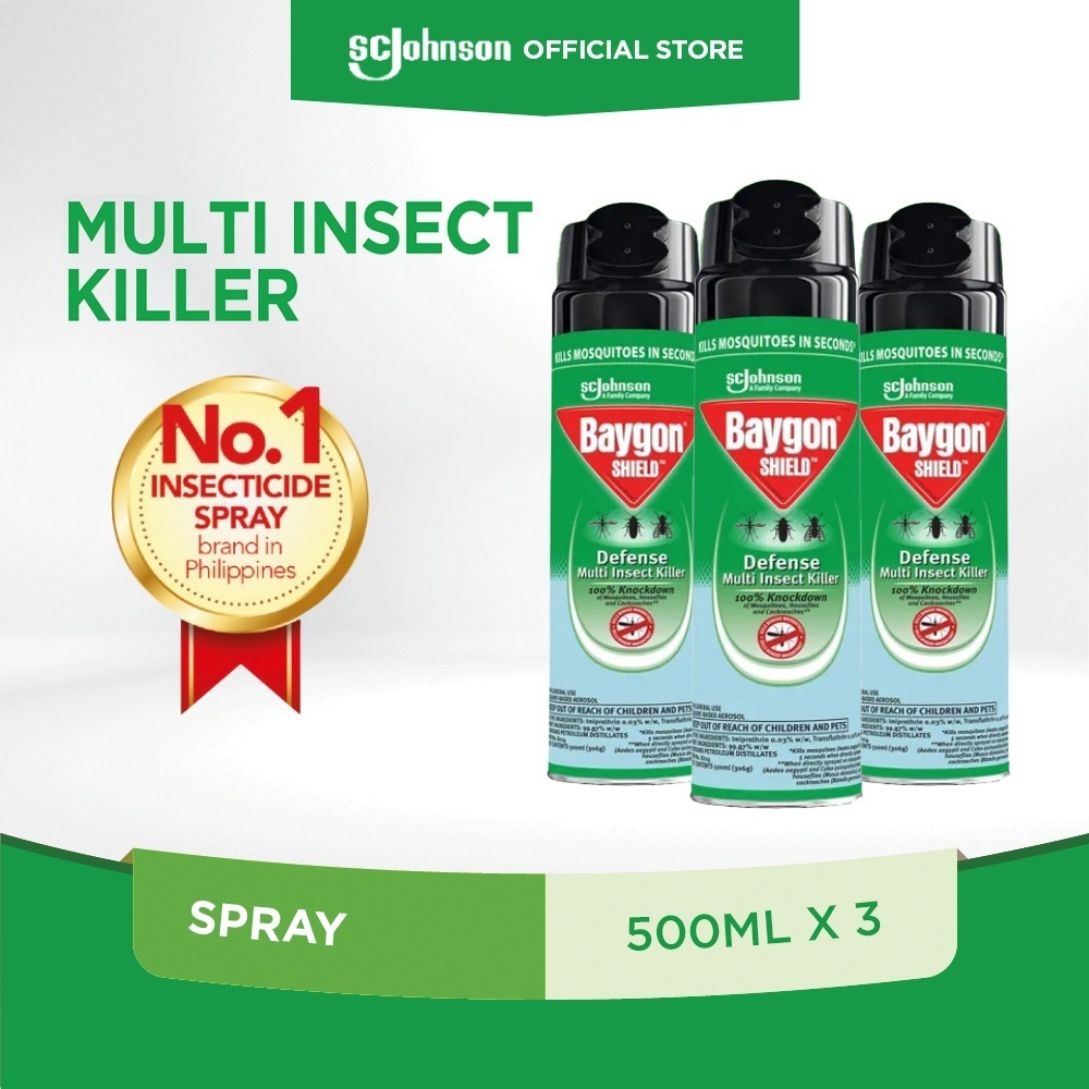 Baygon Shield Defense Multi-Insect Killer (500 ml x 3) | Shopee Philippines