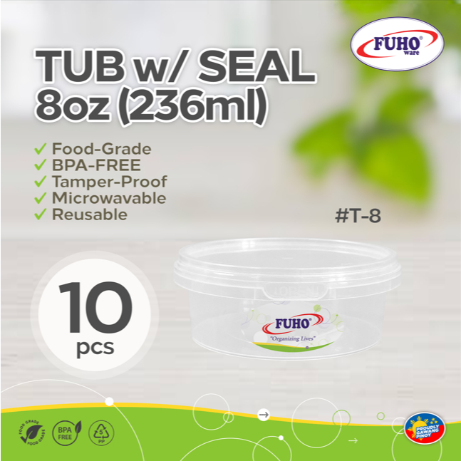 10 pcs set FUHO 8oz to 32oz Clear Plastic Food Bucket with Lid and seal ...