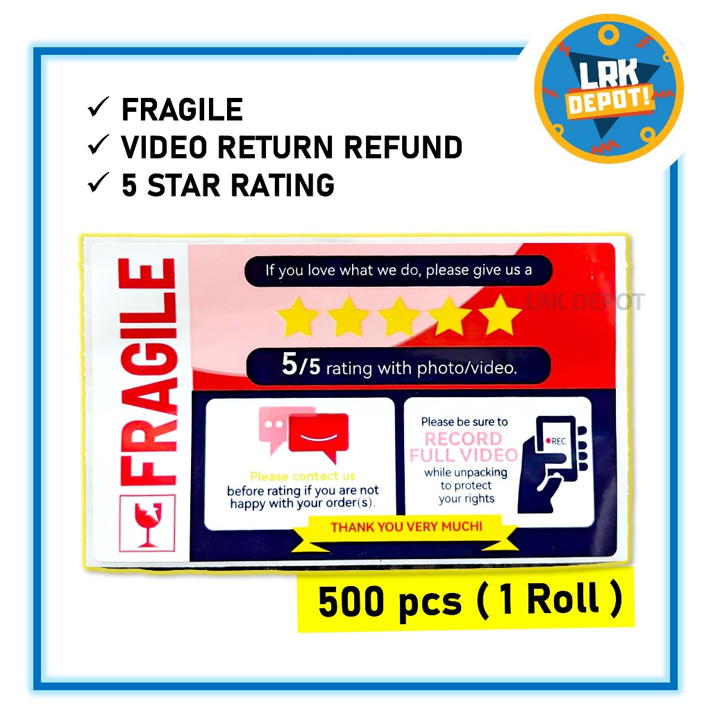 500pcs Fragile Stickers (No Video No Return No Refund 5 STAR RATING ...