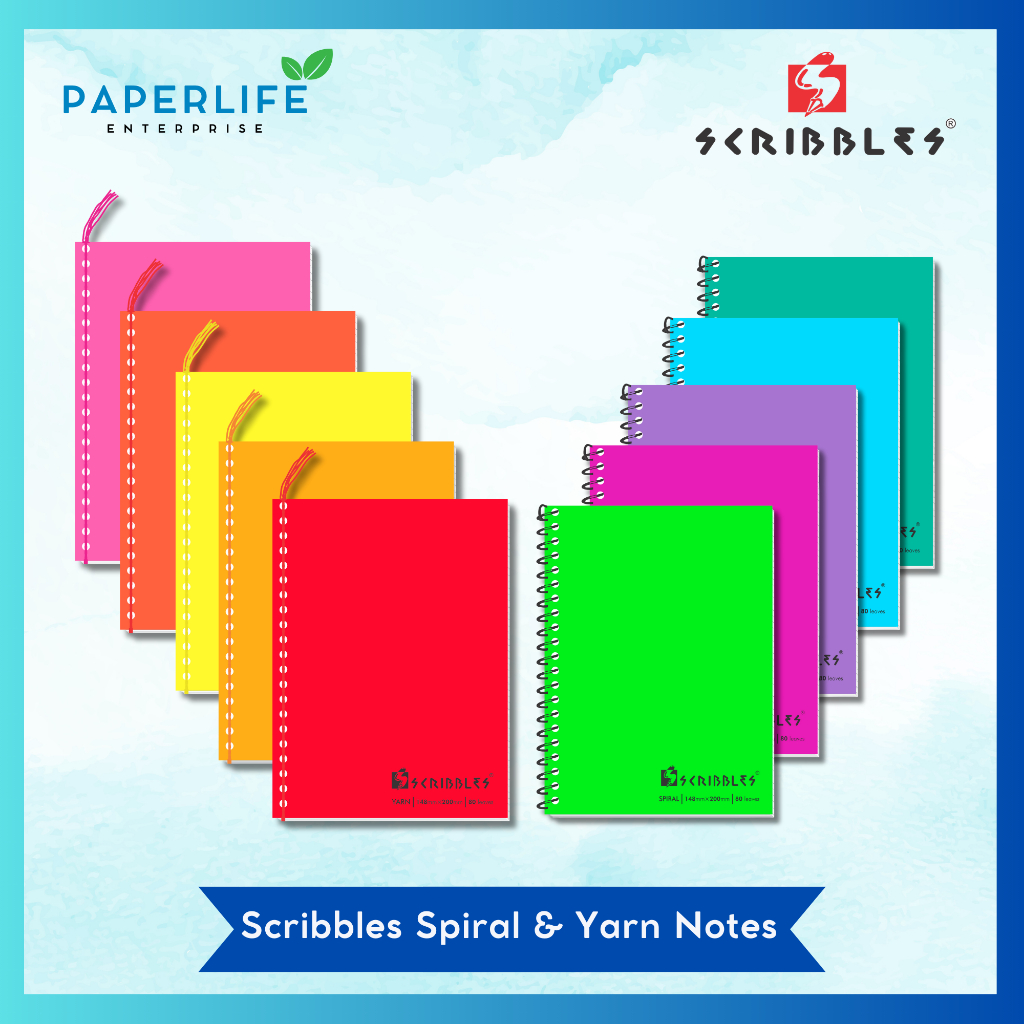 SCRIBBLES NOTEBOOK Spiral & Yarn 80 leaves 10pcs/pack | Shopee Philippines