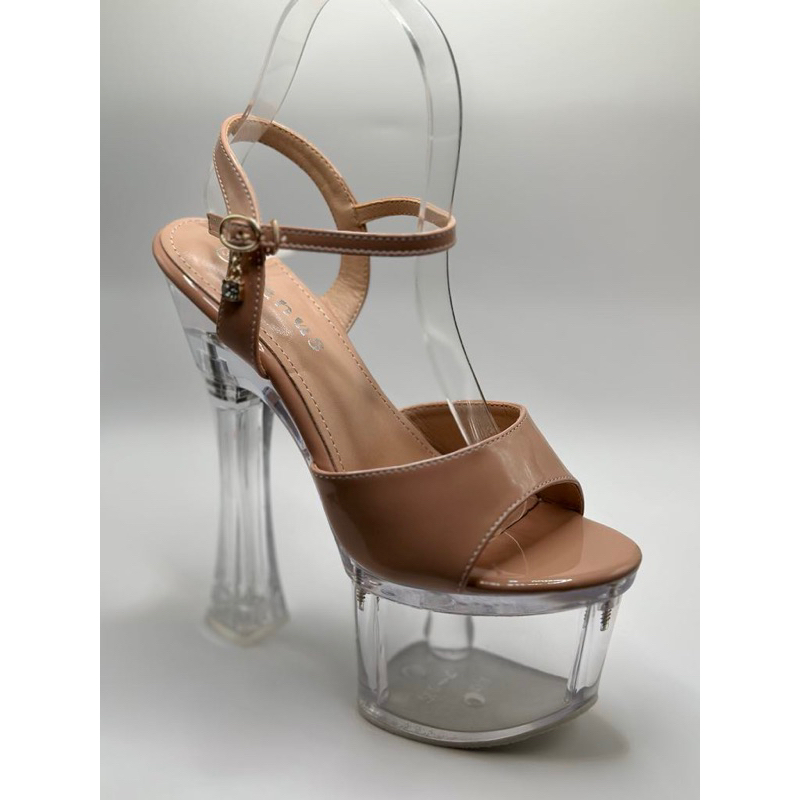 Elegant Pageant Glass Heels for Women - Nude and Black Available ...