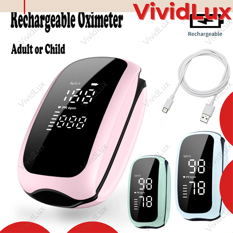 VividLux Oximeter Finger Pulse Pedia Monitor Rechargeable For Kids ...