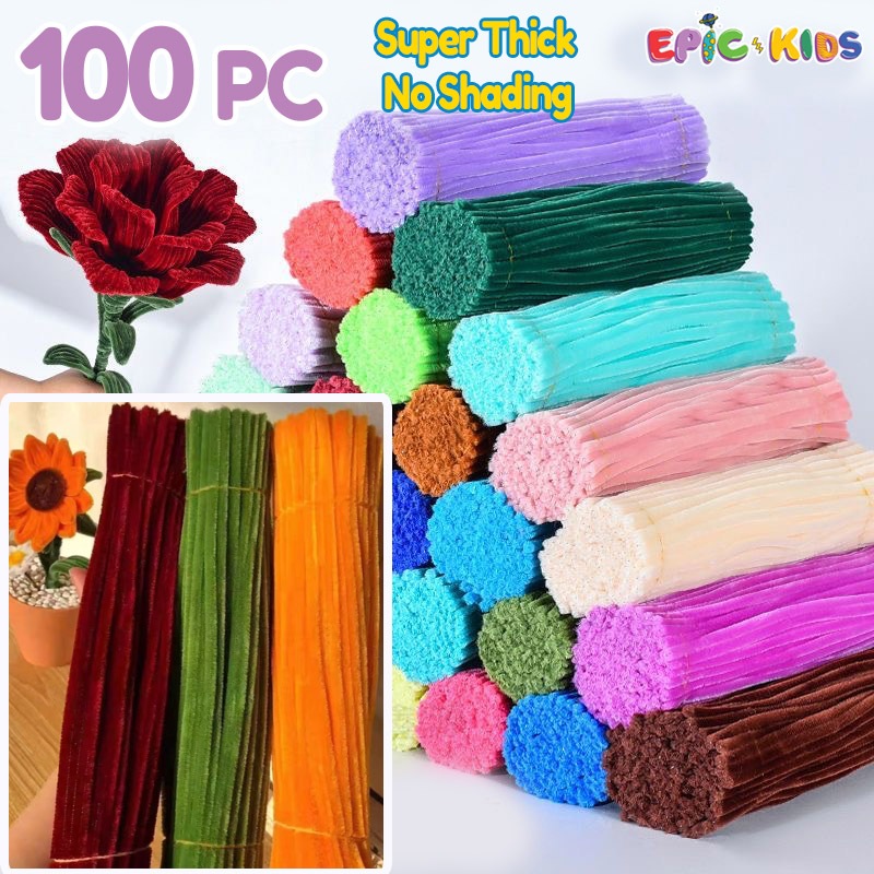 100pcs Flower Fuzzy Wire Stems DIY Fuzzy Wire Flower Ready Made ...