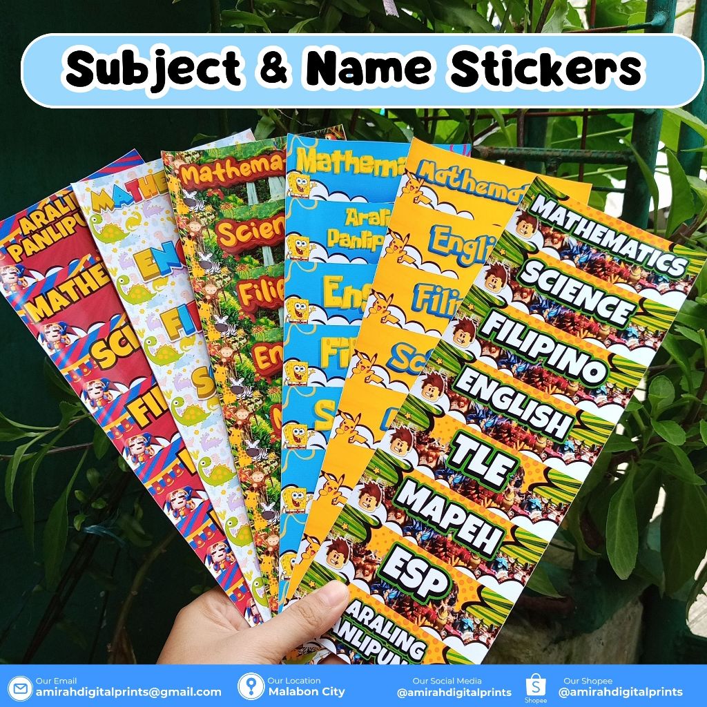 Name Sticker Subject Boys Personalized for Notebook School Kids Label ...