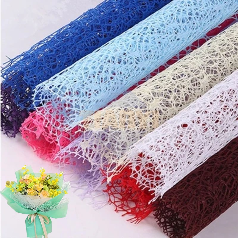 Floral Packaging Gauze Festive Bouquet Wrapping Paper Hollow Grid ...