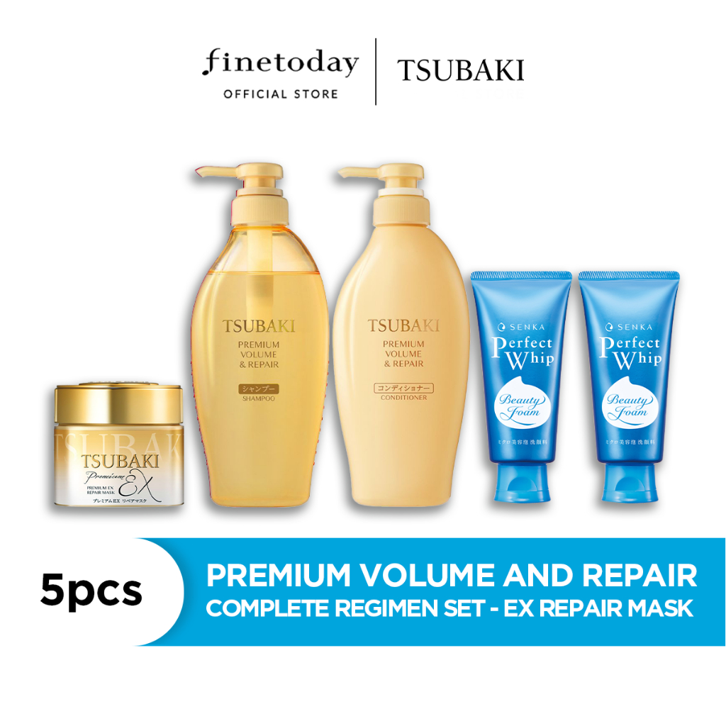 Tsubaki Complete Regimen Set [Volume & Repair + Mask] + Senka Perfect ...