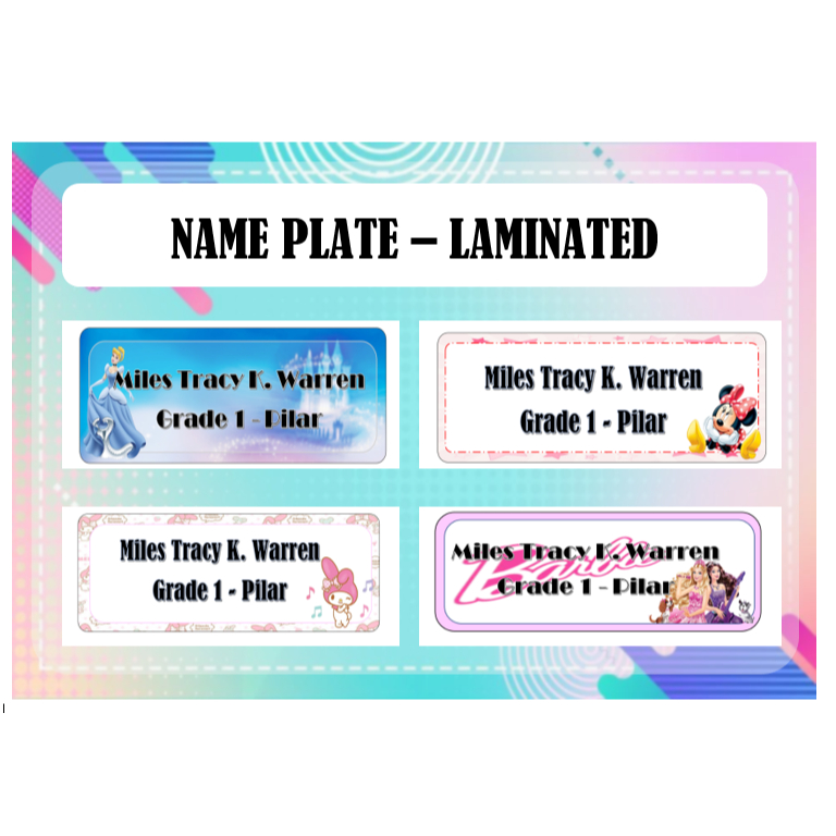 NAMEPLATE-LAMINATED FOR SCHOOL | Shopee Philippines
