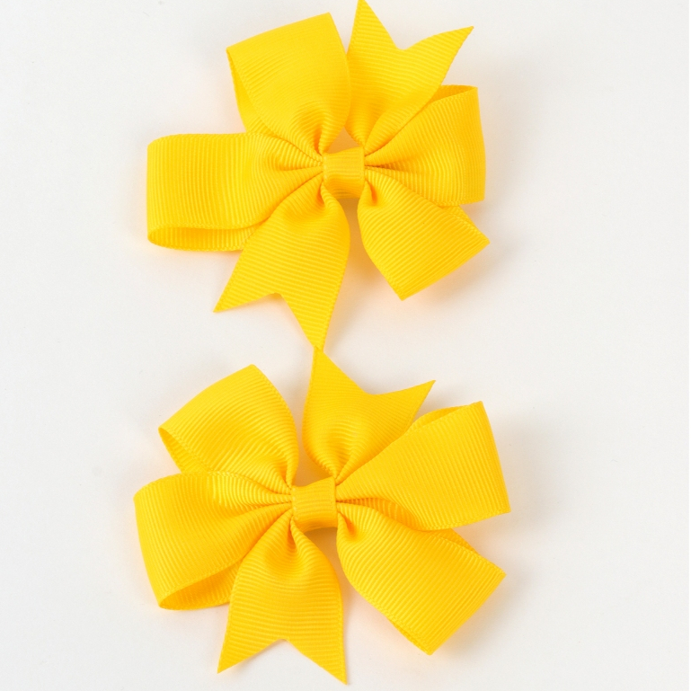 Yellow Bows Hair Clips Solid Color Simple Style Cute Hair Pins Hair ...